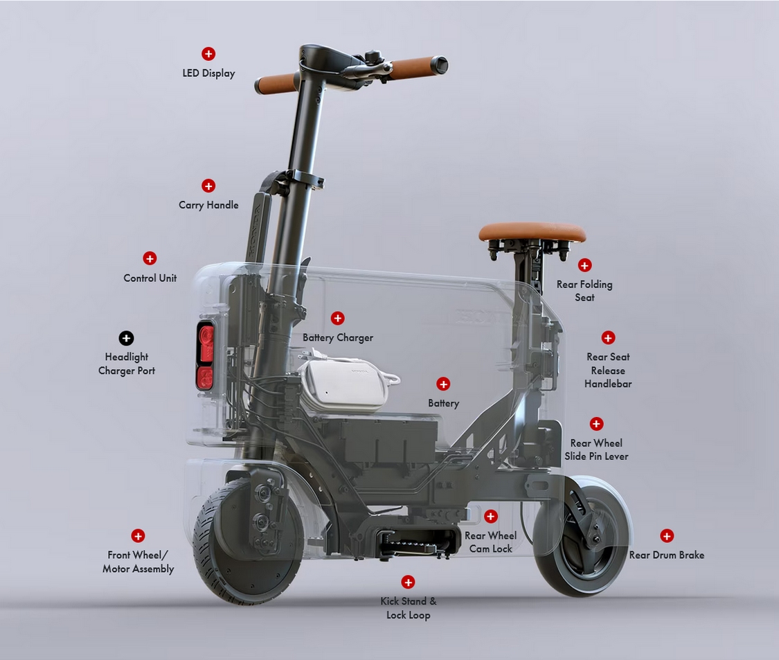 Honda MotoCompacto Foldable Electric Scooter Bike 08Z15-PR8-100 | Pro ...