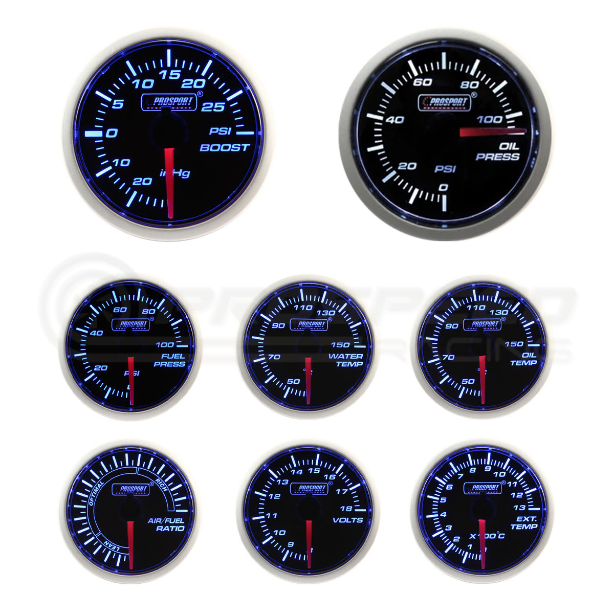 Prosport 52mm BF Series Performance Gauge Range - Blue/White ...