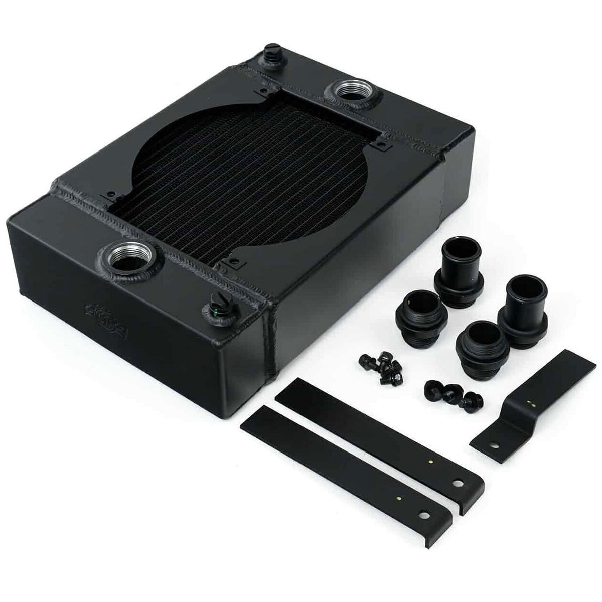 CSF Racing 2-Row 3.5" King Cooler Drag Radiator w/9" Spal Fan Black ...