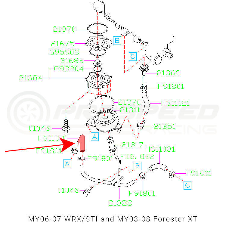 Subaru Genuine Oil Cooler Coolant Hose - Subaru WRX/STI/FXT/LGT (EJ20 ...