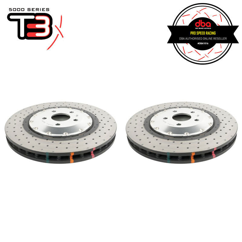 DBA T3 5000 Drilled Dimpled Rotors Silver Audi RS3 RSQ3 20+/Cupra Front ...
