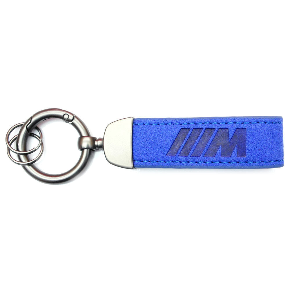 PSR Deluxe Leather Jet Tag Key Ring Blue w/BMW M Logo | Pro Speed Racing