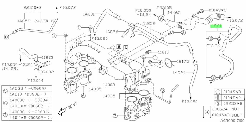 Subaru Genuine Vacuum Hose Assembly Master Subaru WRX/STI 08-14/LGT 04 ...